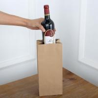 China Customized Logo Gravure printing Kraft Paper Bags for Beer Wine Bottle Hand Tote Gift for sale
