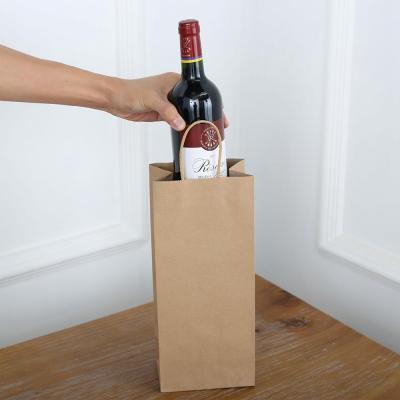 China Customized Logo Gravure printing Kraft Paper Bags for Beer Wine Bottle Hand Tote Gift for sale