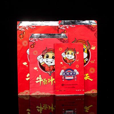 China Custom Greaseproof BBQ Packaging Takeaway Insulated Aluminum Foil Kraft Paper Bag with Logo for sale