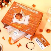 China Custom Extra Large Specialty Luxury Orange Candle Gift Paper Bag With Ribbon Handle for sale