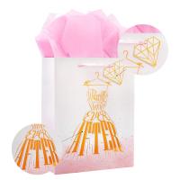 China Custom Order Customised Logo Personalised Coated Paper Bag for Happy Wedding Gift for sale