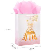 China Custom Order Customised Logo Personalised Coated Paper Bag for Happy Wedding Gift for sale