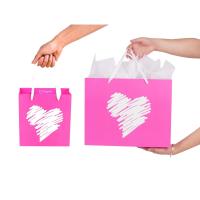 China Custom Order Luxury Pink Heart Gift Jewelry Shopping Paper Bag for Valentine's Day for sale