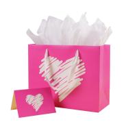 China Custom Order Luxury Pink Heart Gift Jewelry Shopping Paper Bag for Valentine's Day for sale