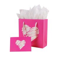 China Custom Order Luxury Pink Heart Gift Jewelry Shopping Paper Bag for Valentine's Day for sale