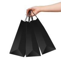 China Exhibition Custom Black Kraft Paper Bags With Your Own Logo at and Hand Length Handle for sale