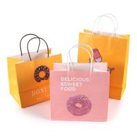 China Custom Order Donut Sandwich Kraft Paper Bags With Twisted Handles for Food Industrial for sale