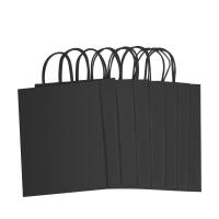 China Exhibition Custom Black Kraft Paper Bags With Your Own Logo at and Hand Length Handle for sale