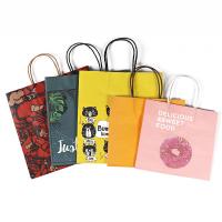 China Custom Order Donut Sandwich Kraft Paper Bags With Twisted Handles for Food Industrial for sale