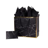 China Custom Print Luxury Eco Marble Black Gold Boutique Gift Carry Paper Bags for Other Tokens for sale
