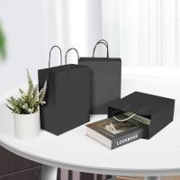 China Exhibition Custom Black Kraft Paper Bags With Your Own Logo at and Hand Length Handle for sale