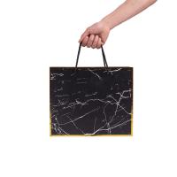 China Custom Print Luxury Eco Marble Black Gold Boutique Gift Carry Paper Bags for Other Tokens for sale
