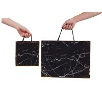 China Custom Print Luxury Eco Marble Black Gold Boutique Gift Carry Paper Bags for Other Tokens for sale