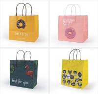 China Custom Order Donut Sandwich Kraft Paper Bags With Twisted Handles for Food Industrial for sale