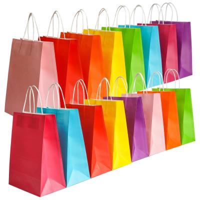 China Retail Multi Colored Kraft Paper Shopping Bags with Folding Style and Custom Pattern for sale