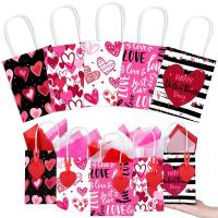 China Custom Color Accepted 2024 Valentine's Day Love Shopping Kraft Paper Bags with Handle for sale