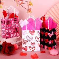 China Custom Color Accepted 2024 Valentine's Day Love Shopping Kraft Paper Bags with Handle for sale
