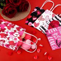 China Custom Color Accepted 2024 Valentine's Day Love Shopping Kraft Paper Bags with Handle for sale