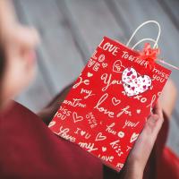 China Industry Custom Good Tote Valentine's Day Gift Kraft Paper Bag with Hand Length Handle for sale