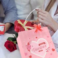 China Industry Custom Good Tote Valentine's Day Gift Kraft Paper Bag with Hand Length Handle for sale