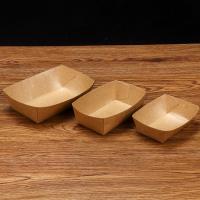 China Grade Oil-Proof Food Paper Tray Boat Kraft Paper Boxes for Fast Foods and Takeaway for sale