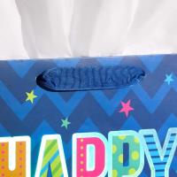 China Customized Logo Handmade Blue Shopping Tote Art Gift Paper Bags for Birthday Party for sale