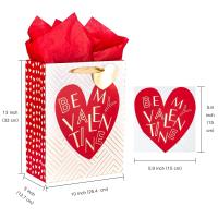 China Valentine's Day Bouquet Hand Length Handle Red Shopping Paper Bags from 2024 Festival for sale