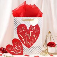 China Valentine's Day Bouquet Hand Length Handle Red Shopping Paper Bags from 2024 Festival for sale