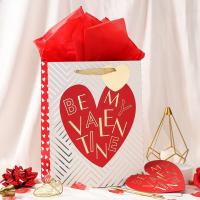 China Valentine's Day Bouquet Hand Length Handle Red Shopping Paper Bags from 2024 Festival for sale