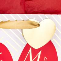 China Valentine's Day Bouquet Hand Length Handle Red Shopping Paper Bags from 2024 Festival for sale
