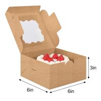 China Custom Valentines Cake Takeout Food Pastry Macarone Bento Kraft Paper Box with Window for sale