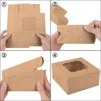 China Custom Valentines Cake Takeout Food Pastry Macarone Bento Kraft Paper Box with Window for sale