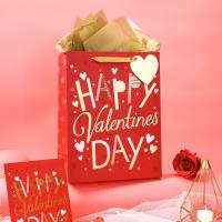 China Full Print Competitive Special Valentine's Day Luxury Red Gift Shopping Paper Bags for sale