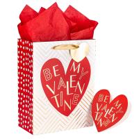 China Full Print Competitive Special Valentine's Day Luxury Red Gift Shopping Paper Bags for sale