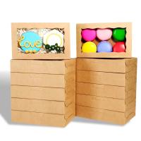 China Kraft Paper Box With Clear Display Window For Packaging Macarone Cake Foldable Design for sale
