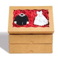 China Kraft Paper Box With Clear Display Window For Packaging Macarone Cake Foldable Design for sale