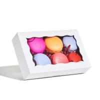 China Kraft Paper Box With Clear Display Window For Packaging Macarone Cake Foldable Design for sale