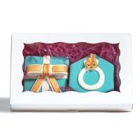 China Foldable Kraft Paper Packaging Box With Window For Cake Dessert and Glossy Lamination for sale