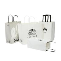 China Custom CMYK 4 Color Offset Printing Luxury Kraft Paper Shopping Bag for Coffee Juice Drink for sale