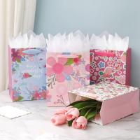 China Custom Color Accepted Fashion Flower Printing Fancy Shopping Paper Bags For Presents for sale