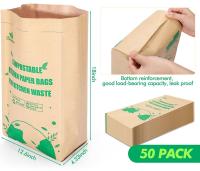 China 100% Biodegradable Square Bottom Kraft Paper Garbage Bags for Food Waste 50 Lb Capacity for sale