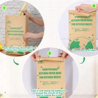 China 100% Biodegradable Square Bottom Kraft Paper Garbage Bags for Food Waste 50 Lb Capacity for sale