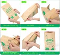 China 100% Biodegradable Square Bottom Kraft Paper Garbage Bags for Food Waste 50 Lb Capacity for sale