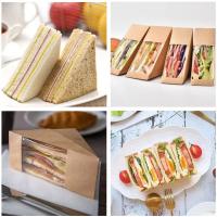 China Recycled Materials Custom Printed Sandwich Packaging Box with PVC Clear Window Takeaway for sale