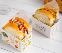 China Food Grade White Paper Bakery Dessert Sandwich Hamburg Box for Eco-Friendly Packaging for sale