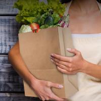 China Eco-Friendly Fresh Fruits Vegetables Packaging Kraft Paper Bag with Luxury Design for sale