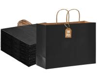 China Gravure Printing Flat Bottom Kraft Paper Bag for Merchandise Nature Clothes Shopping for sale