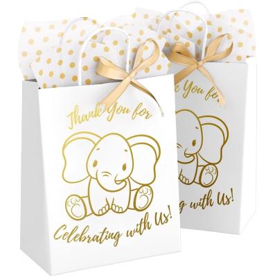 China Cartoon Baby Girl Gift Paper Bag With CMYK 4 Color Offset Printing and Folding Style for sale