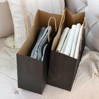 China Gravure Printing Flat Bottom Kraft Paper Bag for Merchandise Nature Clothes Shopping for sale