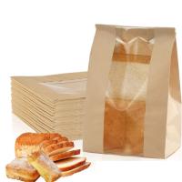 China Custom Toast Bread Storage Kraft Paper Bag with Window Gravure Printed and Bio-degradable for sale